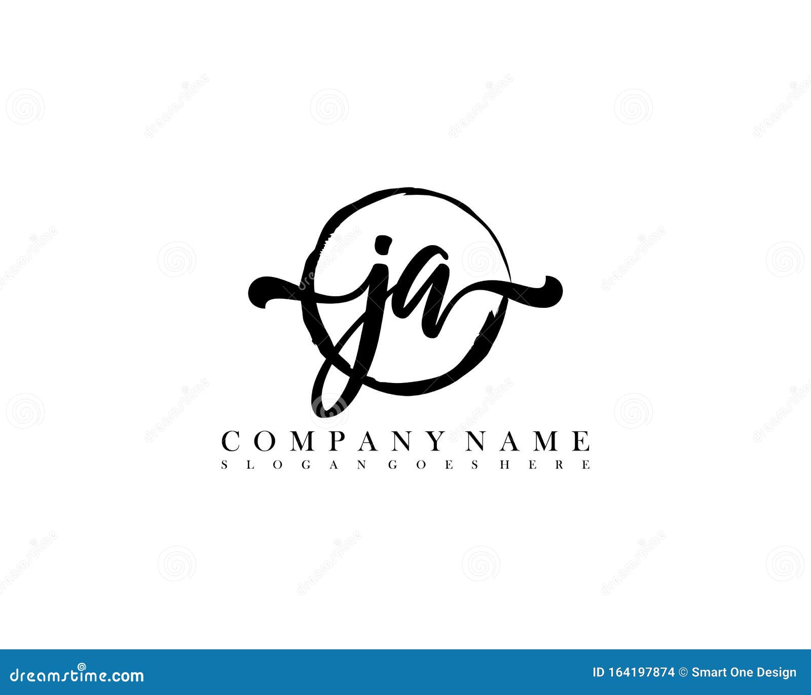JA Initial Handwriting Logo Circle Hand Drawn Template Vector Stock ...