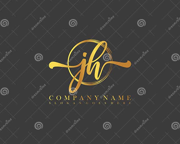 JH Initial Handwriting Logo Circle Hand Drawn Template Vector Stock ...