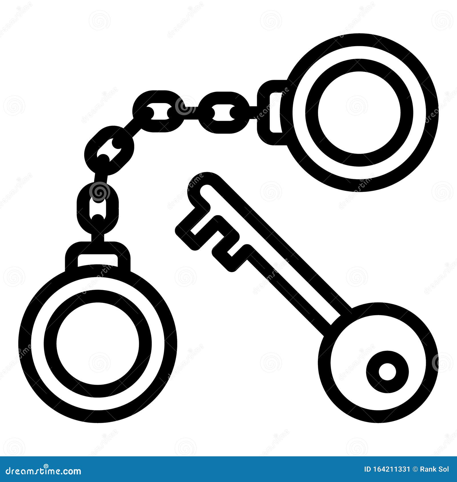 Antique Handcuff Key Isolated Vector Icon Which Can Easily Modify or ...