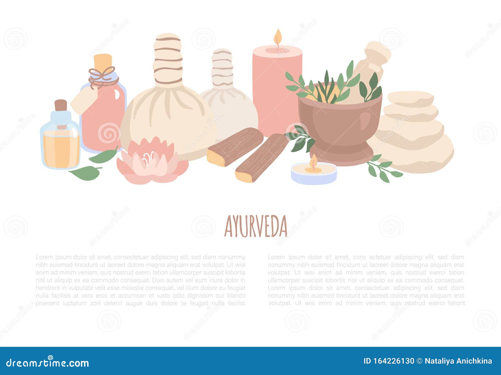 Vector Illustration Ayurveda in Trendy Flat Style. Set of Elements for ...