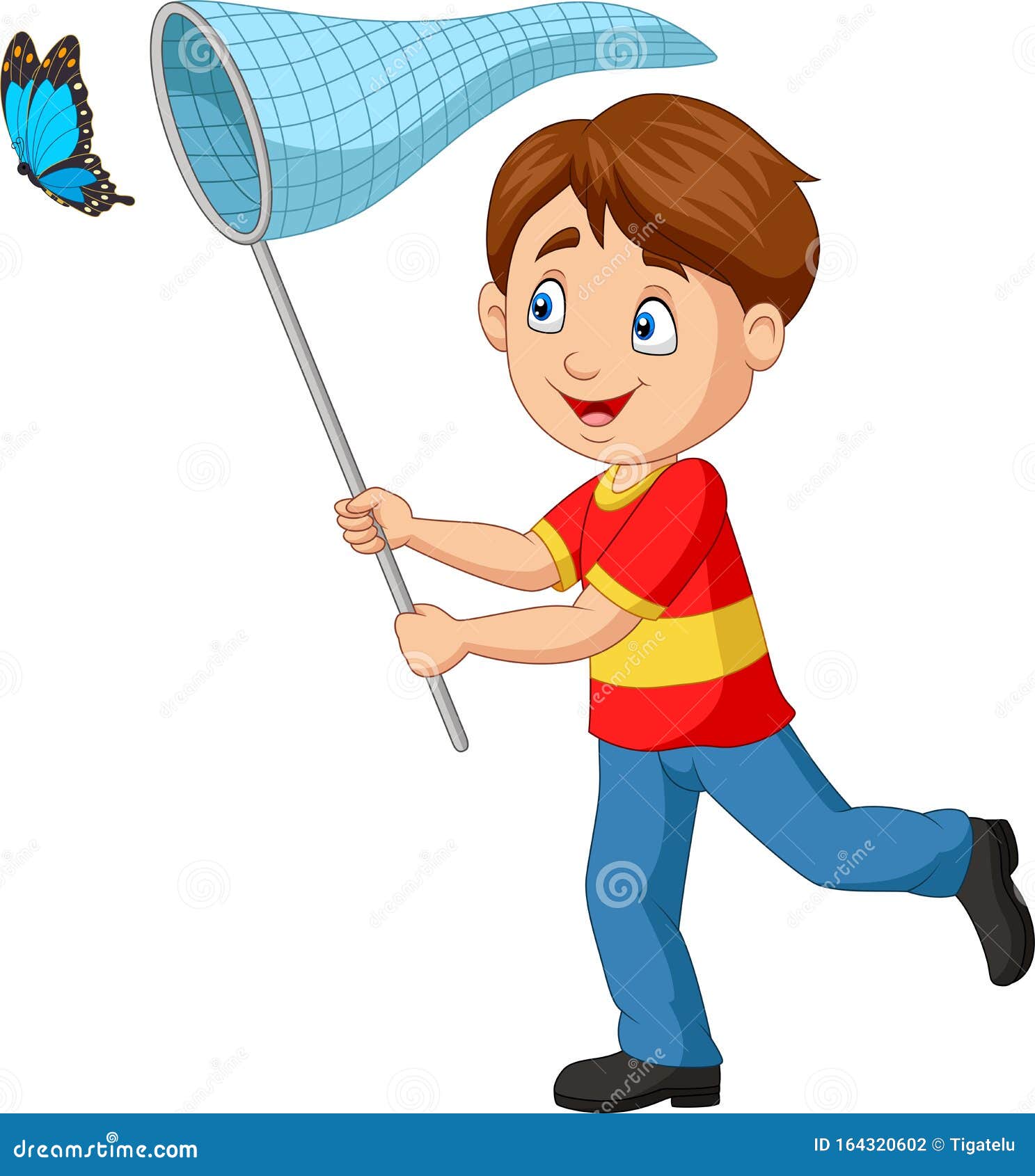 Cartoon Boy Catching a Butterfly Stock Vector - Illustration of ...