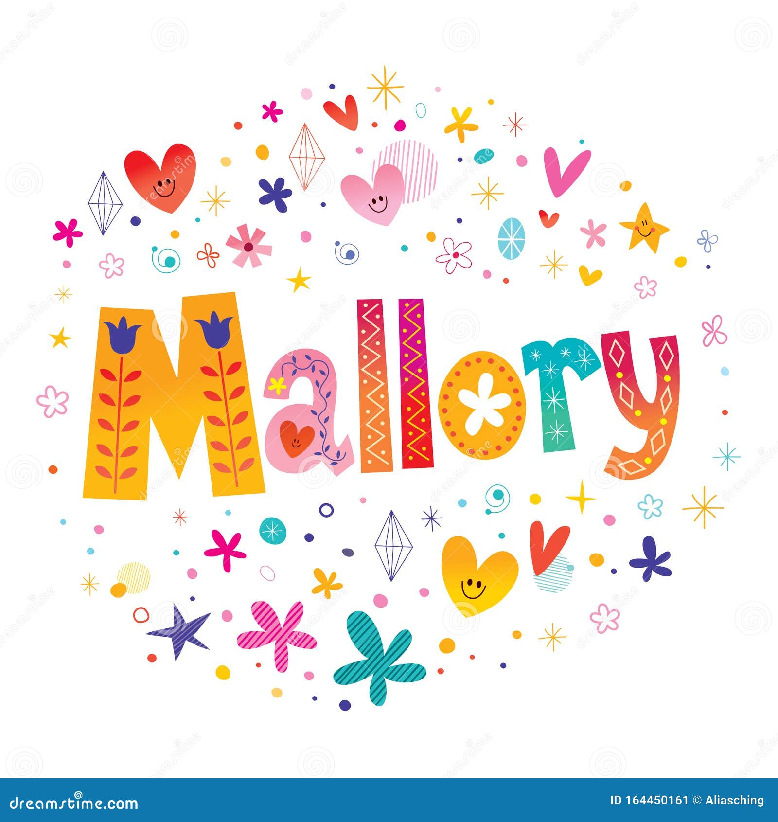 Mallory girls given name stock vector. Illustration of elements - 164450161