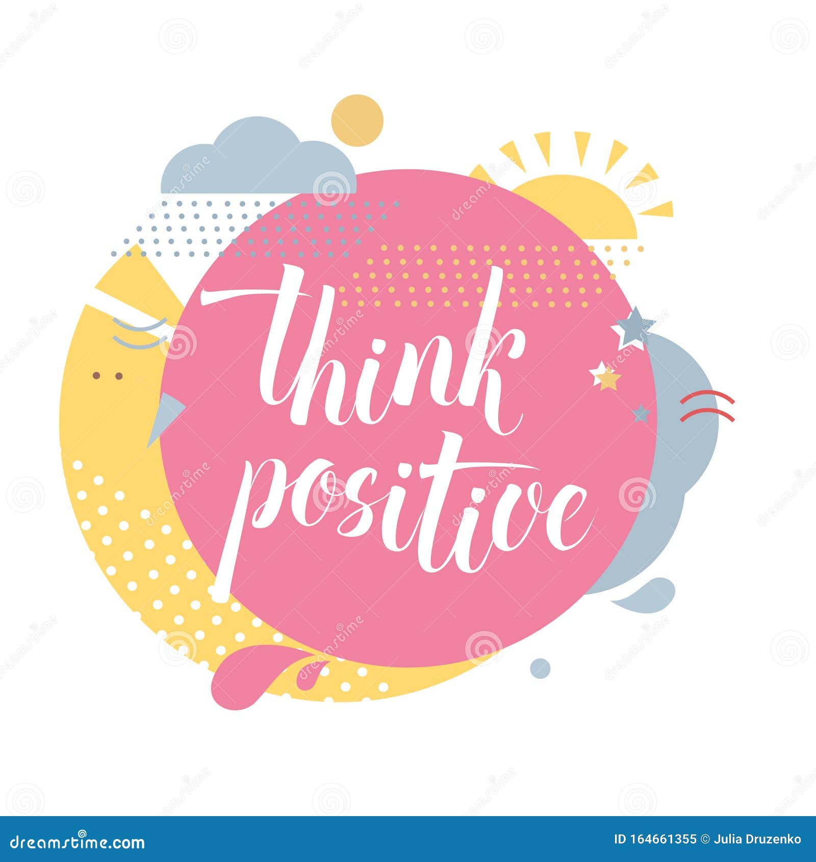Think Positive Text Motivational Quotes on Cute Color Background Flat ...