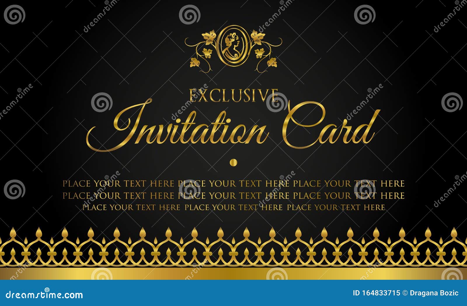 Exclusive Invitation Card Design - Gold and Black Vintage Style Stock ...