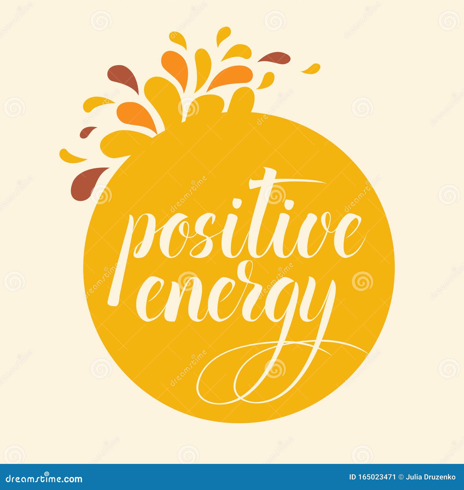 Positive Energy Text Motivational Quotes on Yellow Background Flat ...