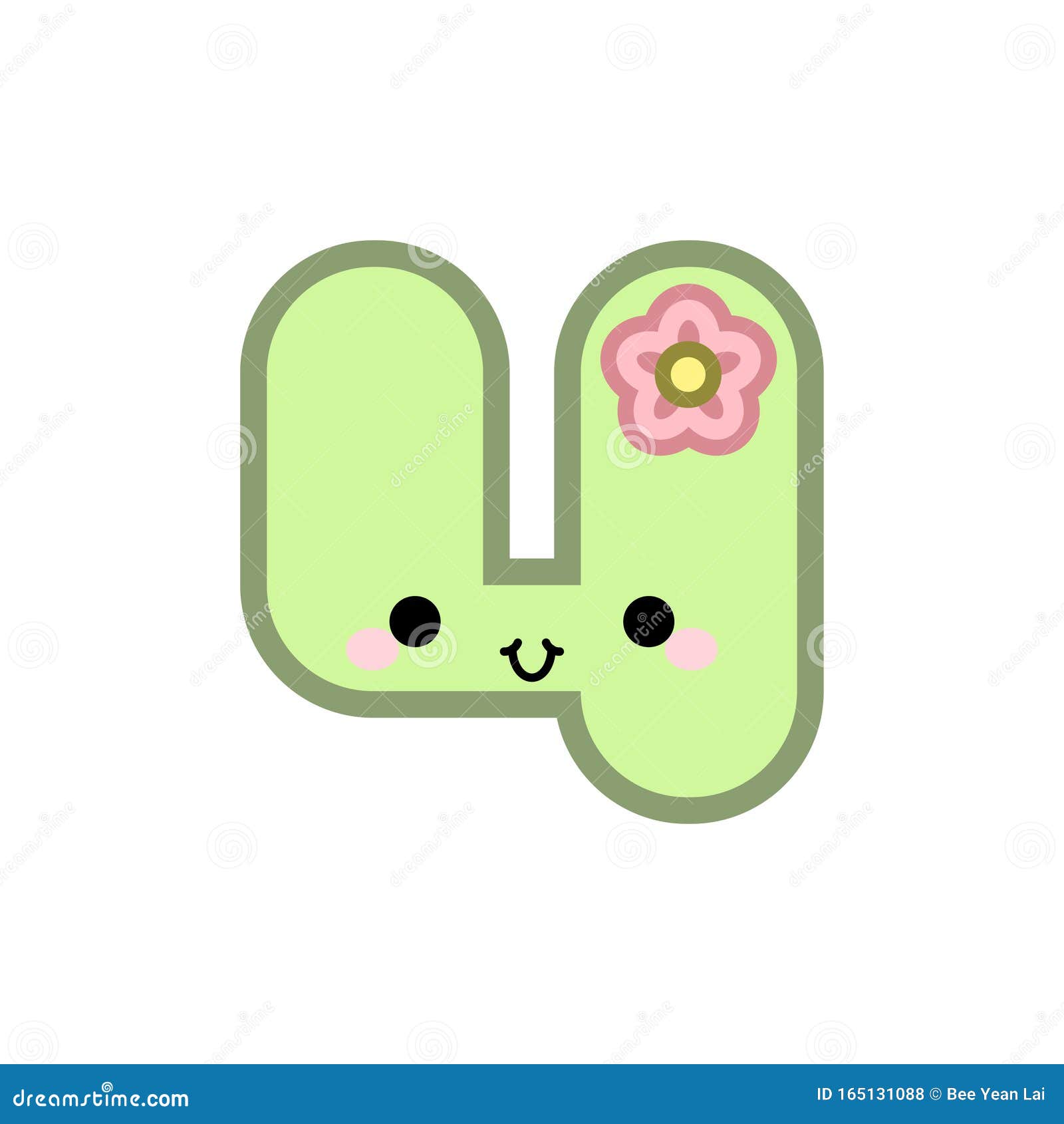 Cute Cartoon Number 4 Smiling Face with Eyes and Mouth Isolated on ...