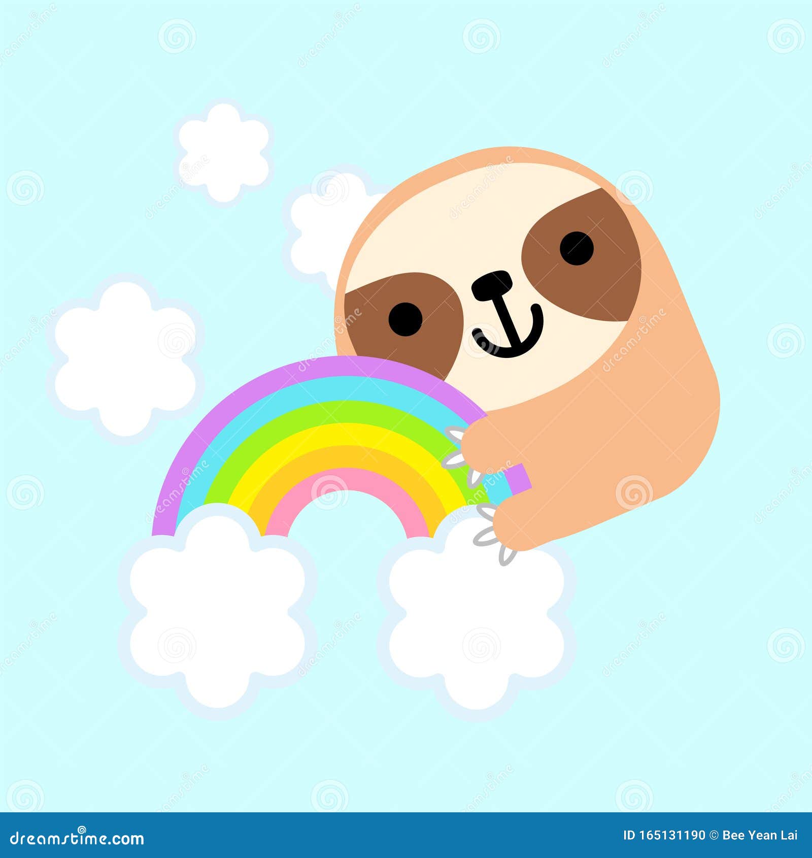 Cute Sloth Hanging on a Rainbow. Cute Animal for Design and Print Stock ...