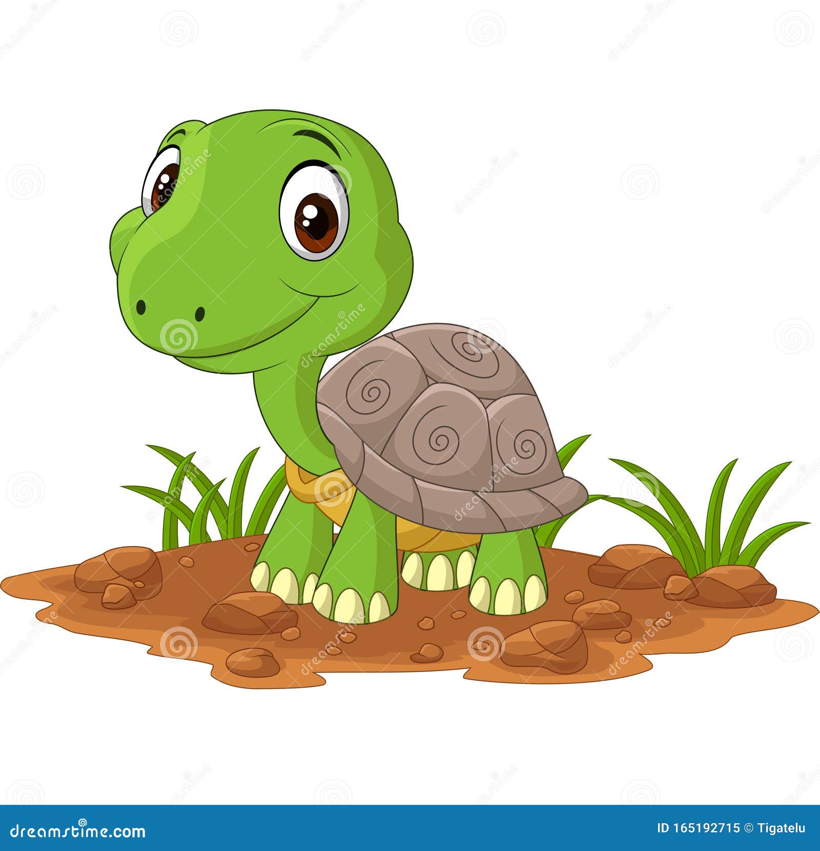 Cartoon Baby Turtle in the Field Stock Vector - Illustration of animal ...