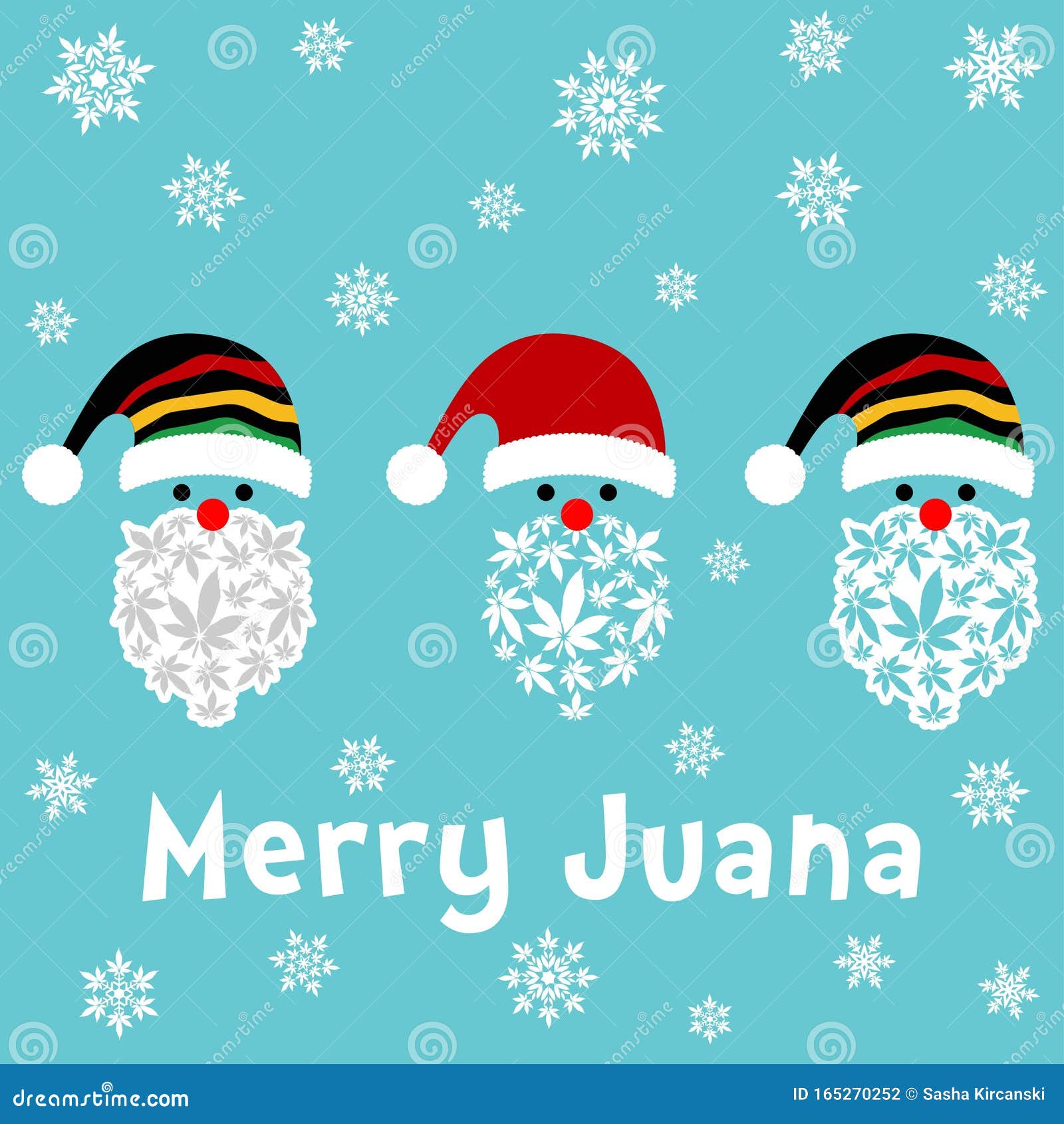 Rasta Santa Clause Vector Illustration with Marijuana Leaves Stock ...