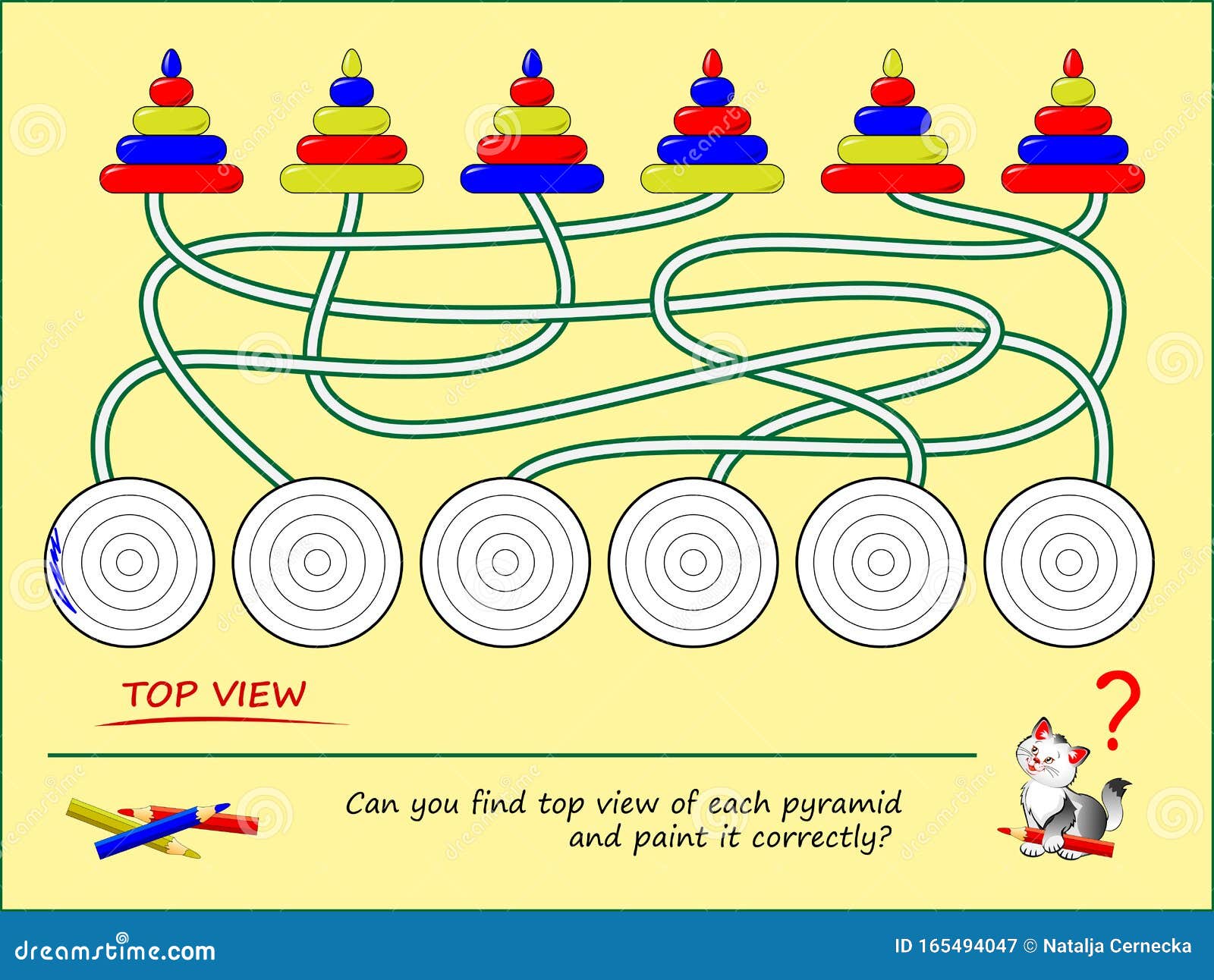 Logic Puzzle Game for Kids. Can You Find Top View of Each Pyramid and ...