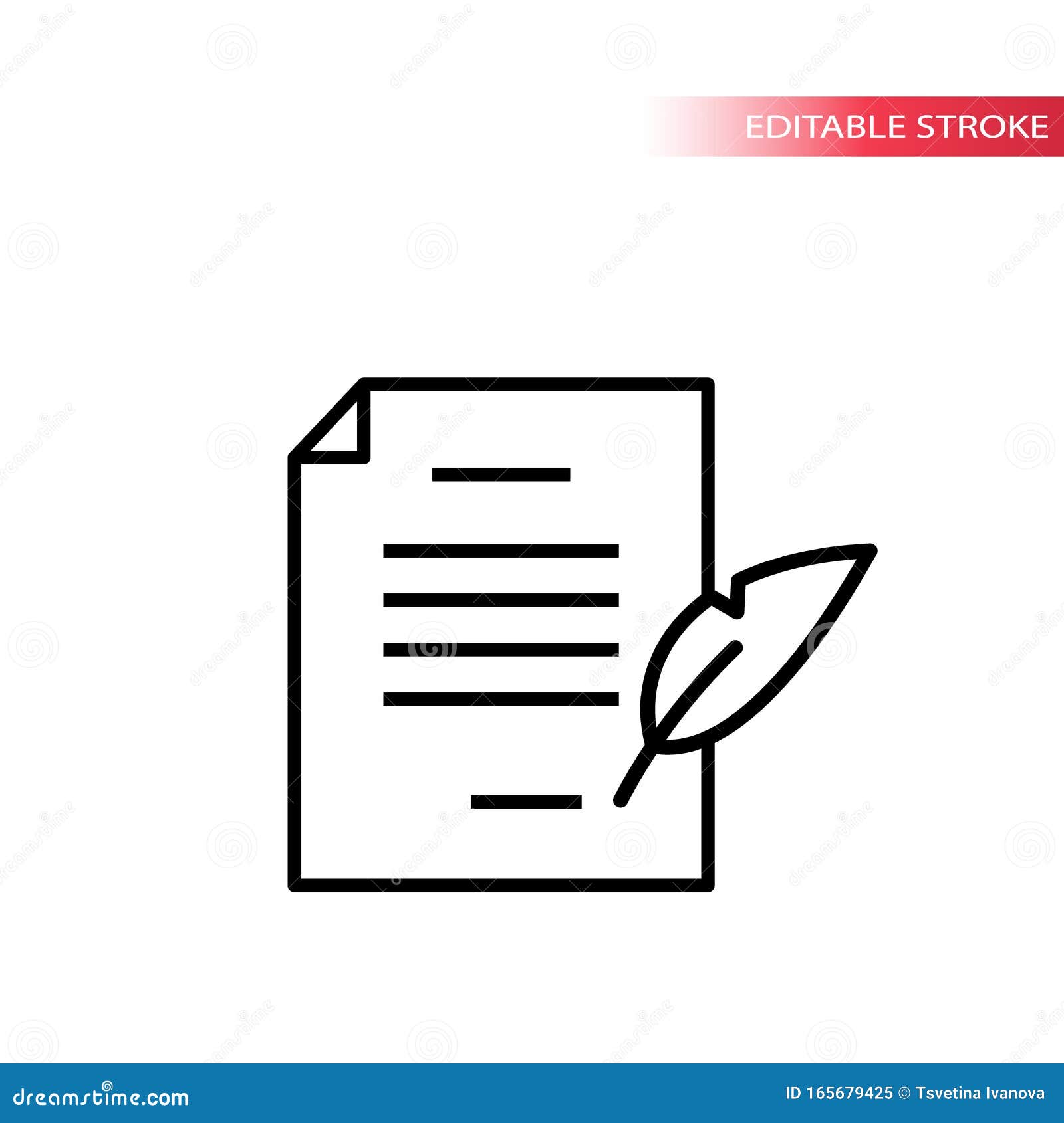 Paper Document with Quill Pen Signing. Stock Vector - Illustration of ...