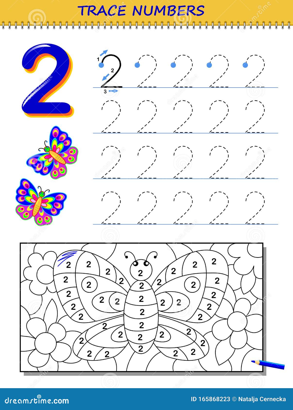 Educational Page for Kids with Number 2. Printable Worksheet for ...