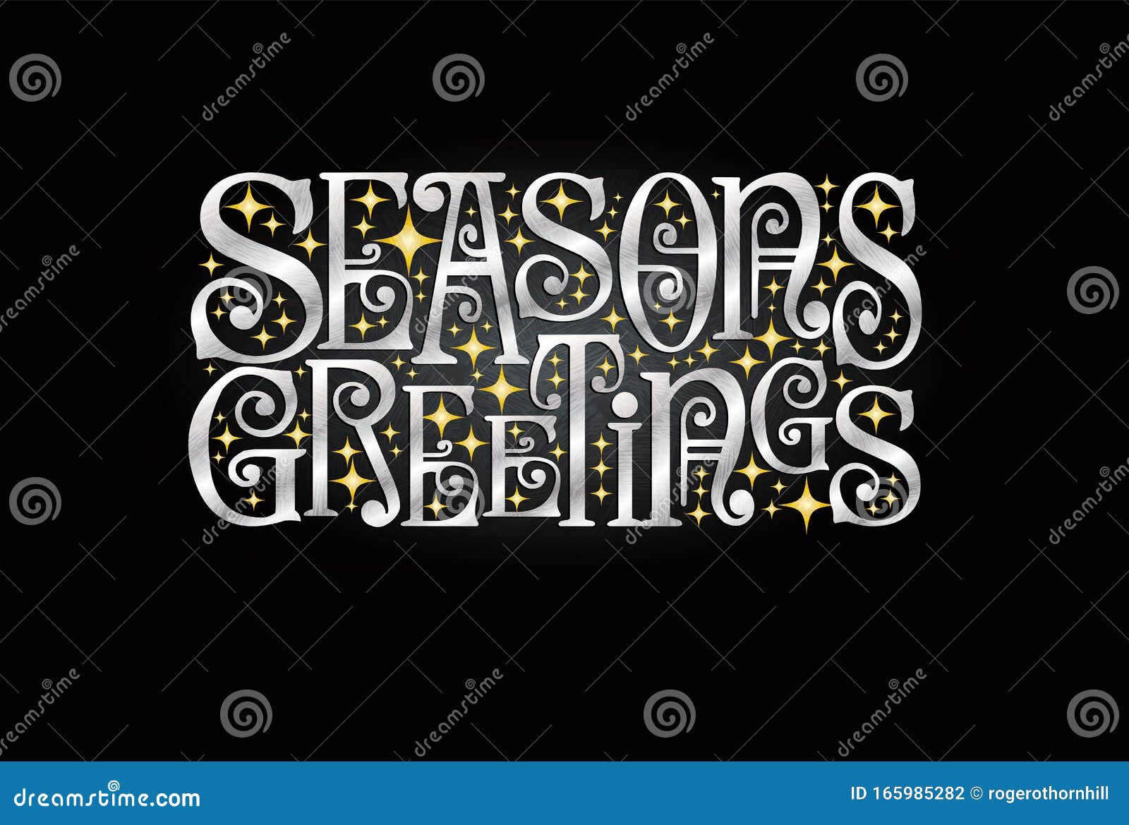 Holiday Design with Retro Typography and Shiny Stars in Silver and Gold ...