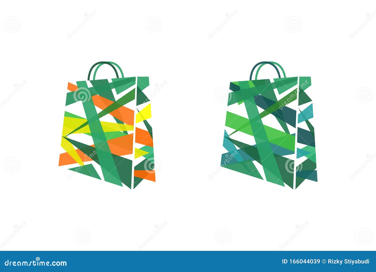 Set of Colorful Abstract Shopping Bag for Branding and Corporate ...