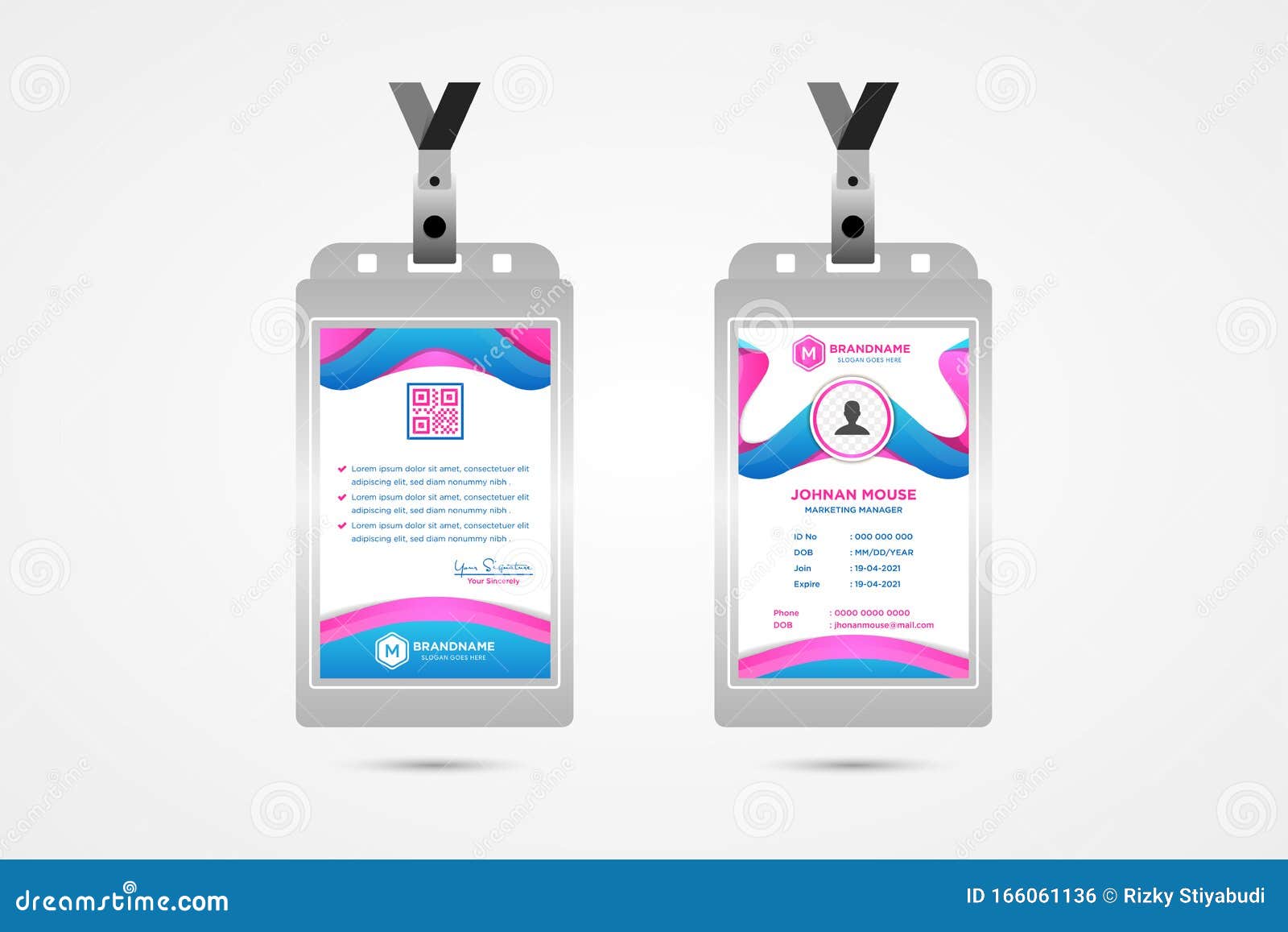 Colorful Corporate ID Card Design Template. Gradient Pink and Blue ...