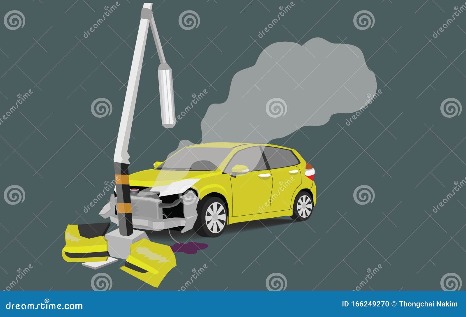 Car Crash the Pole with Equipment is Broken. Stock Vector ...