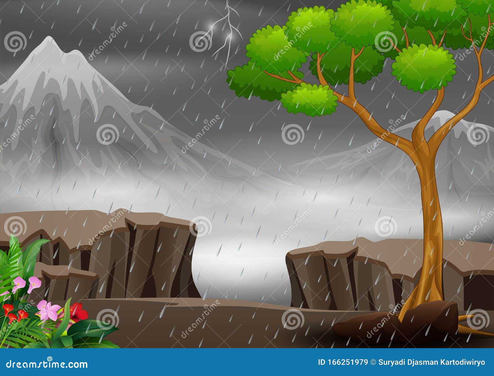 A Thunderstorm in the Nature Landscape Background Stock Vector ...