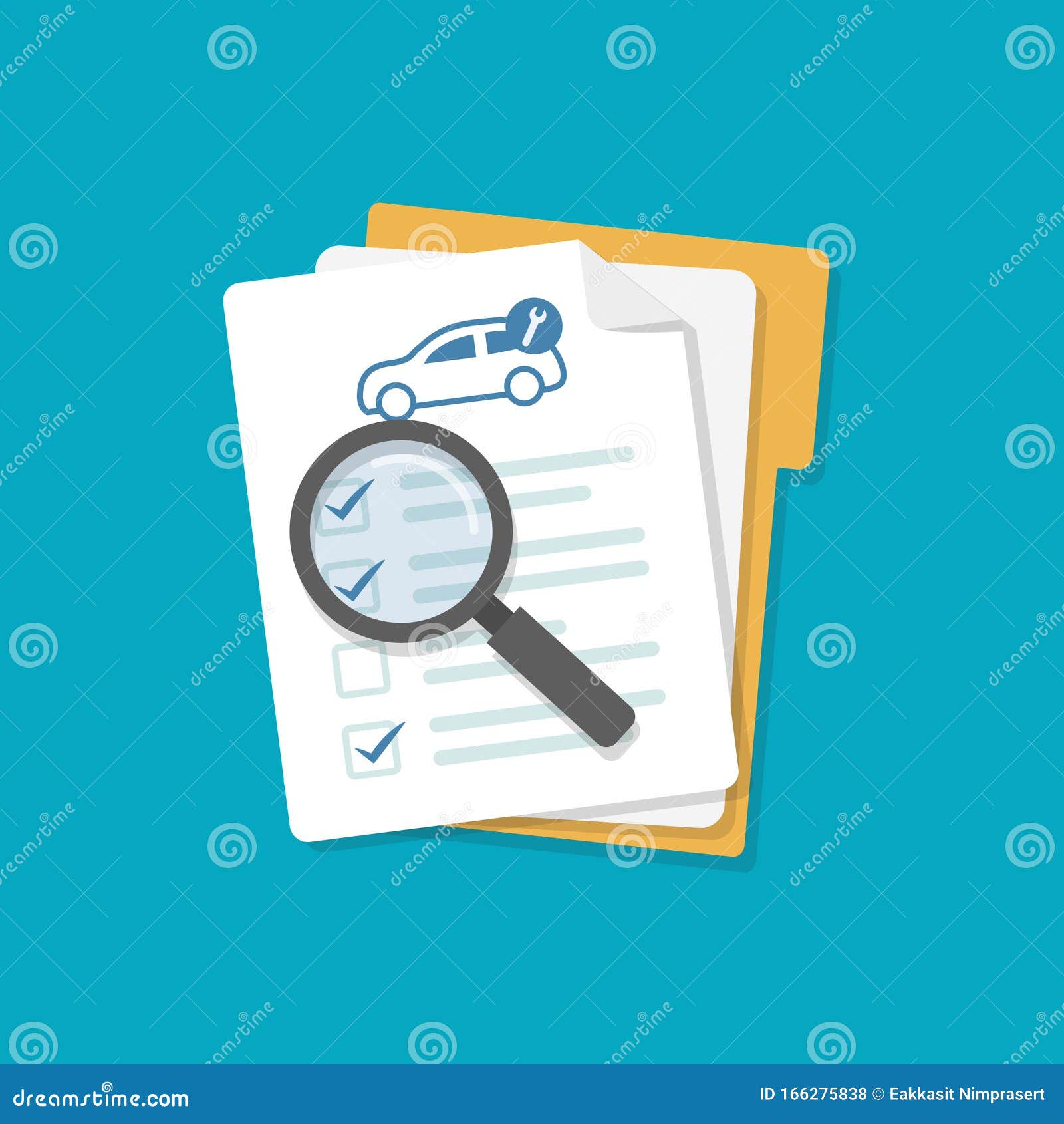 Car Folder with Document Checklist Stock Vector - Illustration of flat ...