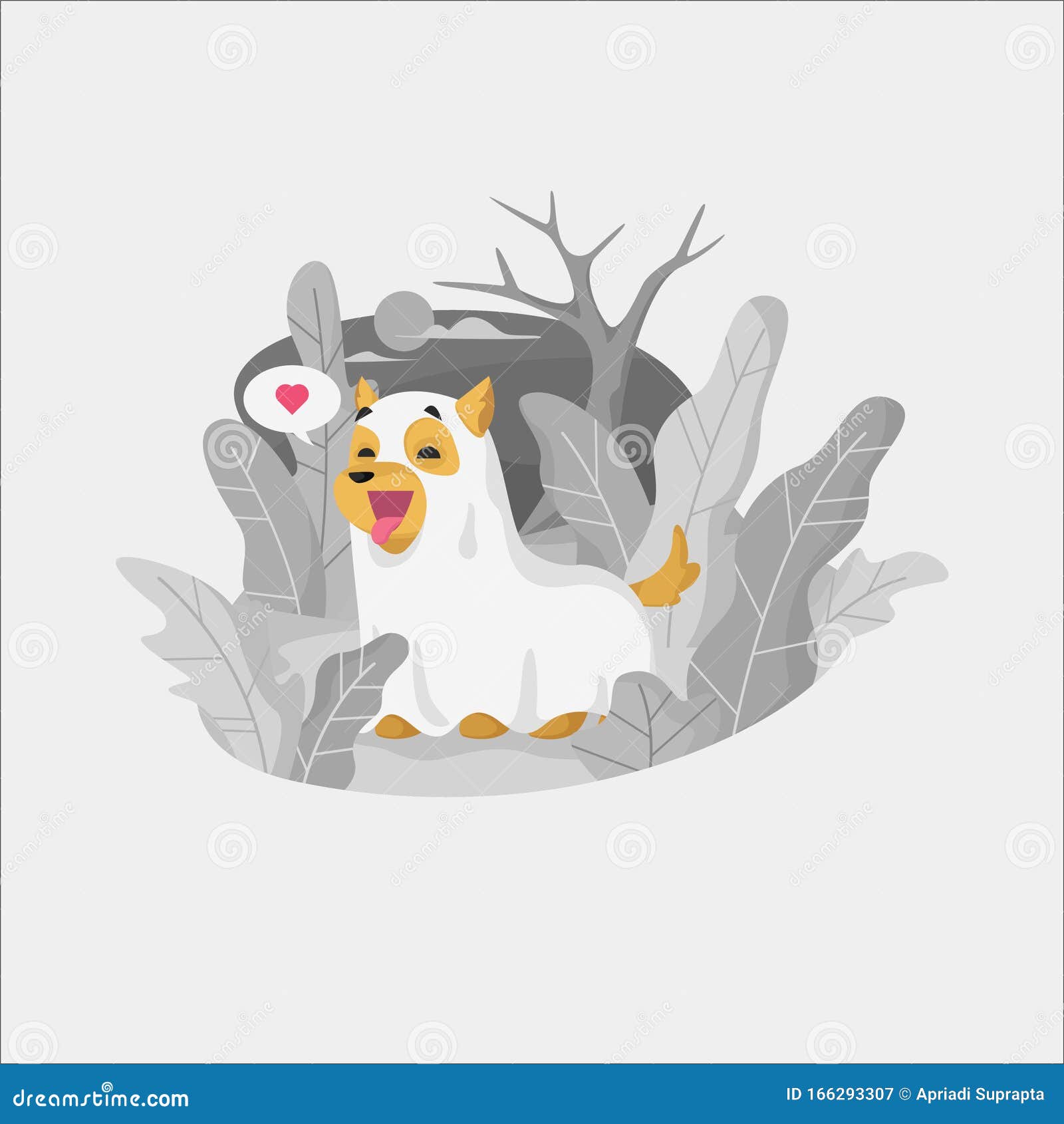 HAPPY HALLOWEEN GHOST DOG COSTUME Stock Illustration - Illustration of ...