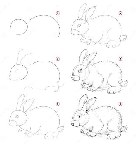 How To Draw from Nature Sketch of Cute Little Rabbit. Creation Step by ...