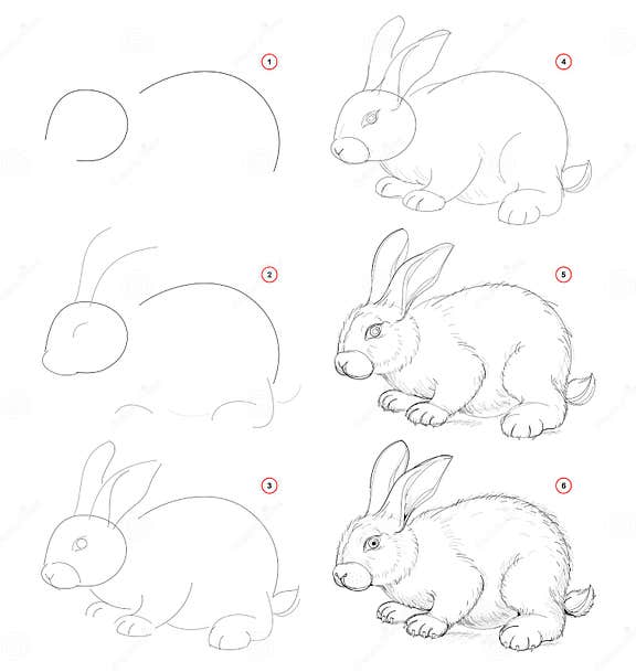 How To Draw from Nature Sketch of Cute Little Rabbit. Creation Step by ...