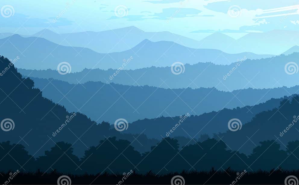 Natural Forest Trees Mountains Horizon Hills Sunrise and Sunset ...