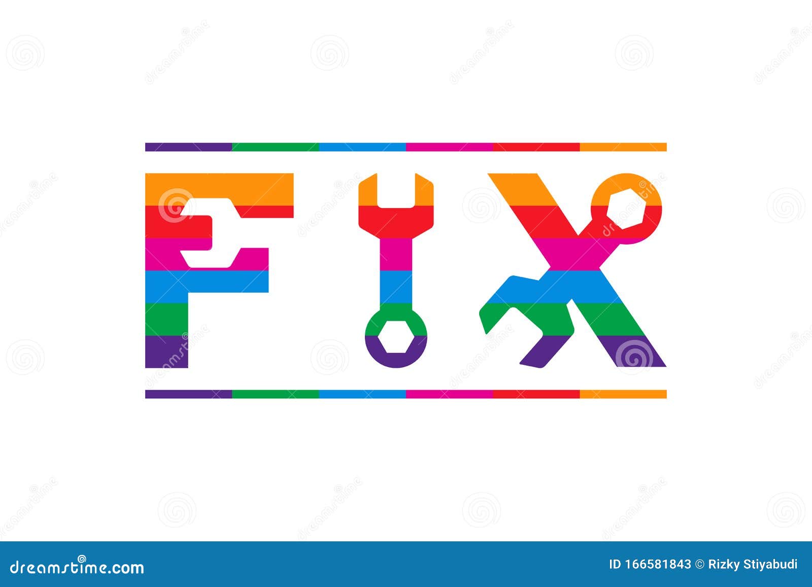 Fix Letter Logo Design Template. Colorful Shape Stock Vector ...