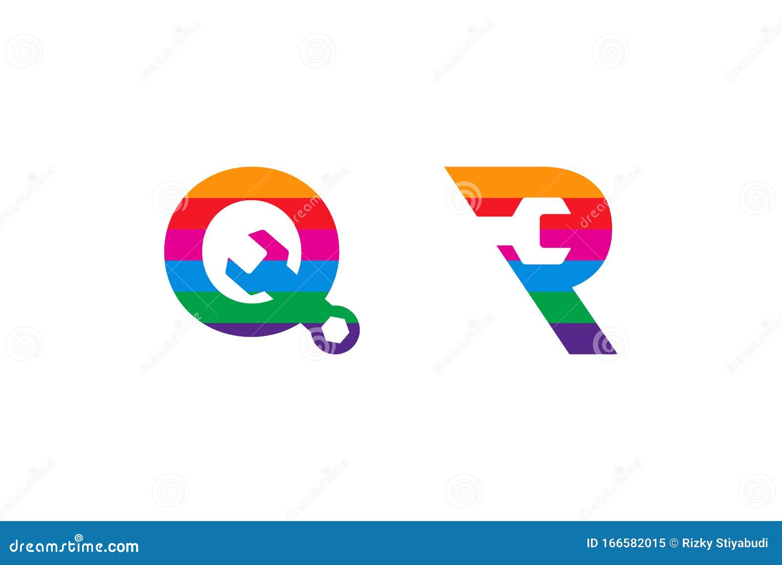 Letter Q and Letter R Logo Design Template. Colorful Shape Stock Vector ...