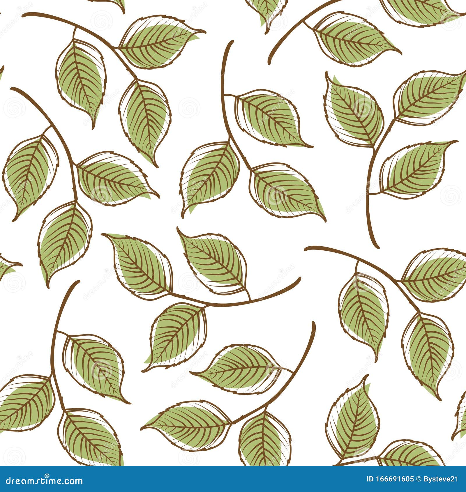 Hand Draw Leaf Design Seamless Pattern Stock Vector - Illustration of ...