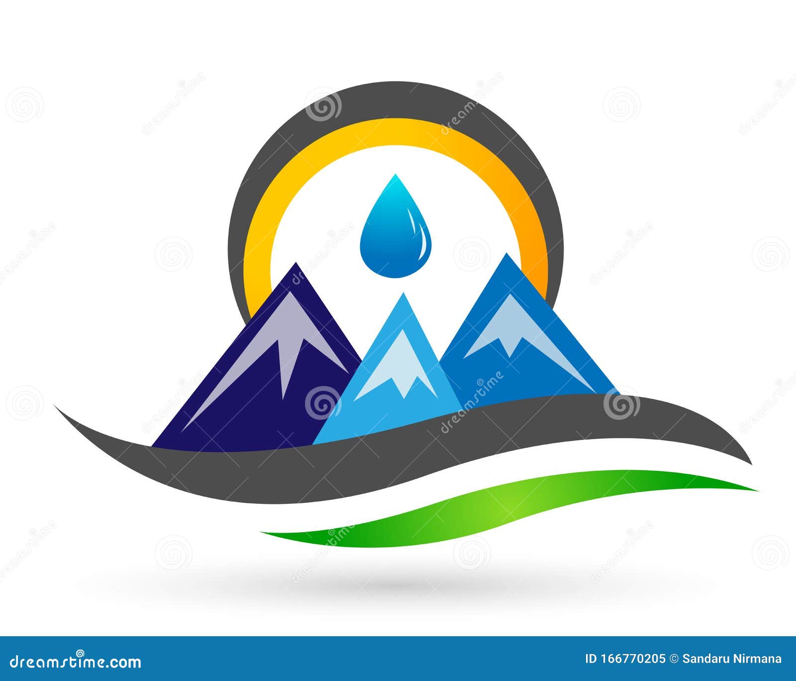 Mountain Range Water Drop Snow Top Blue Sky Logo Icons Symbol Logo ...