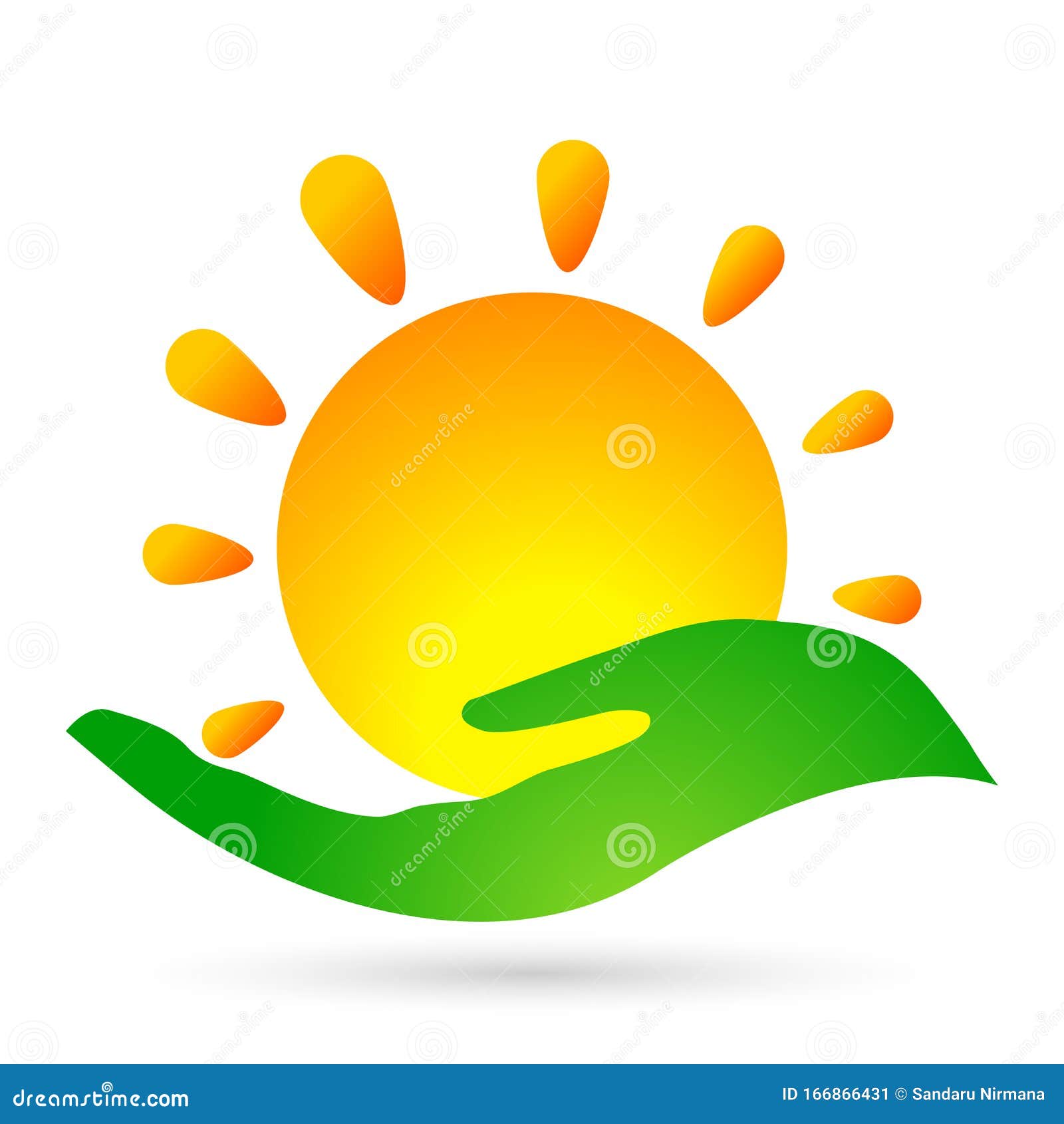 Energy Saving Sun Hand Concept Logo Icon Clip Art Stock Vector ...