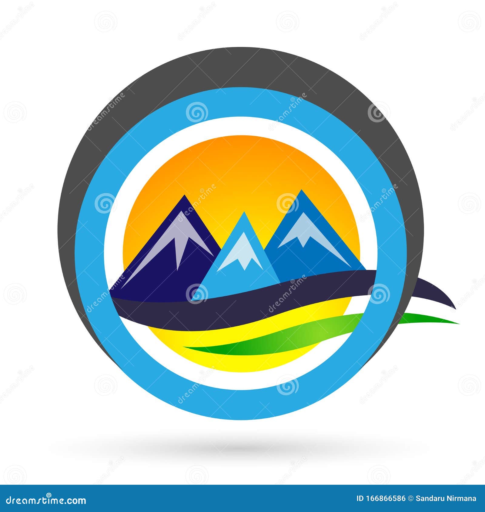 Mountain Range Sun Snow Top Blue Sky Logo Icons Symbol Logo Design on ...