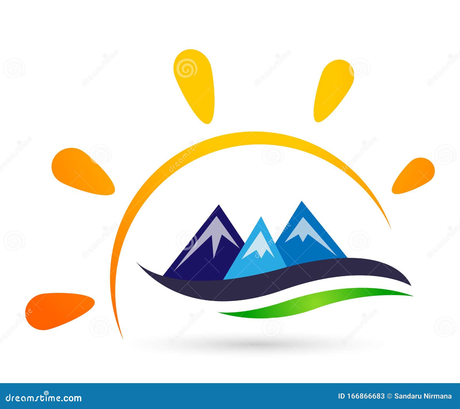 Mountain Range Sun Snow Top Blue Sky Logo Icons Symbol Logo Design on ...