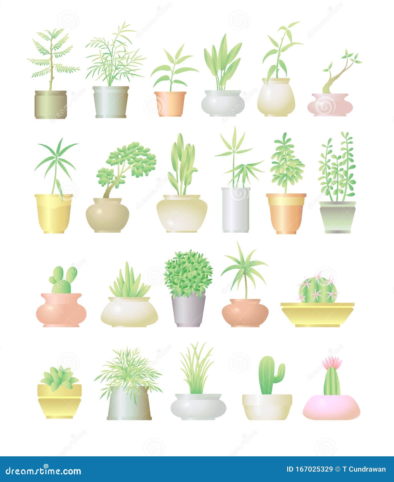 Plant Floral and Pot Set Vector Stock Vector - Illustration of trees ...