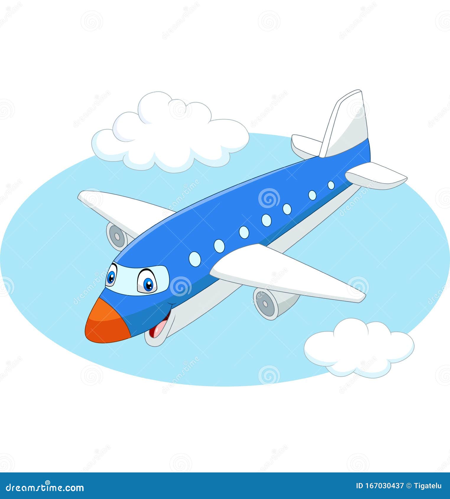 Cartoon Airplane Flying in the Sky Stock Vector - Illustration of ...