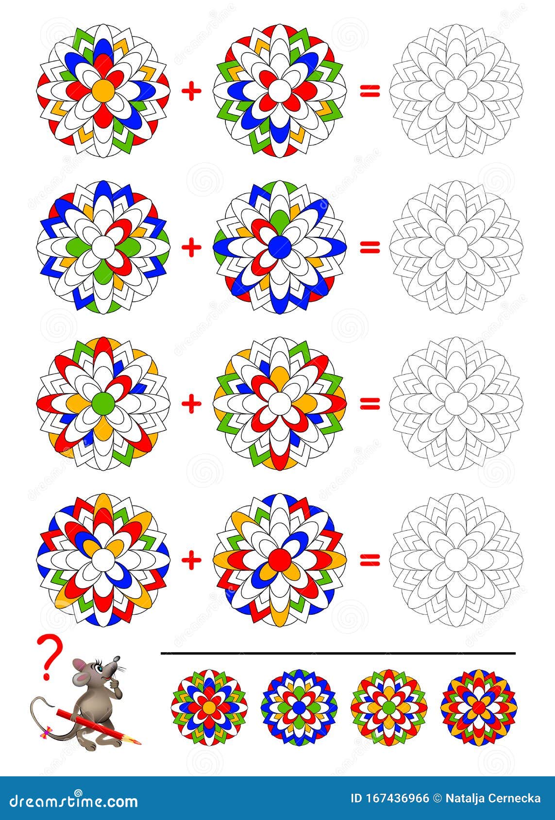 Baby Coloring Book. Educational Page for Children on Addition. Paint ...