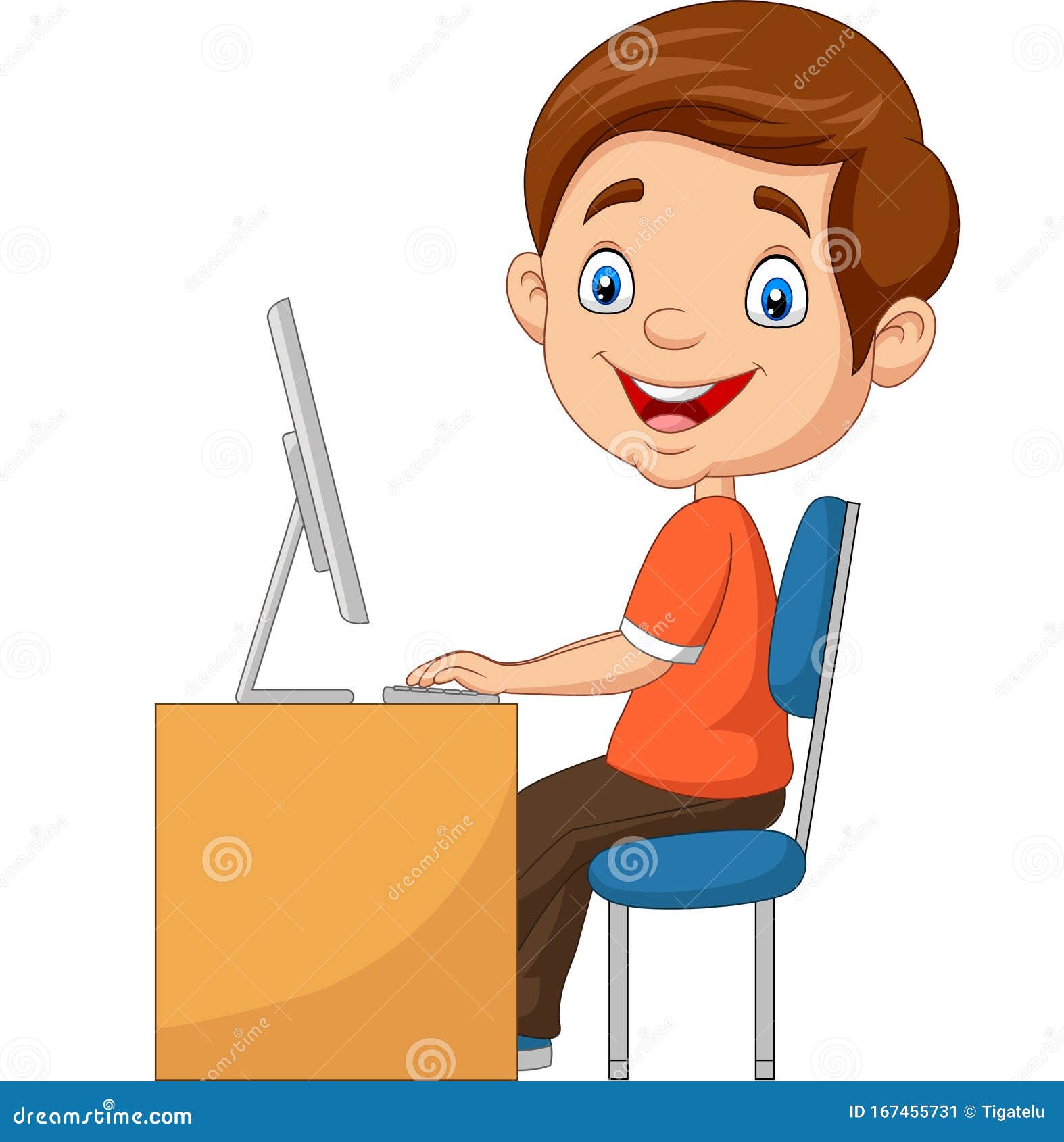 Little Boy with Personal Computer Stock Vector - Illustration of ...