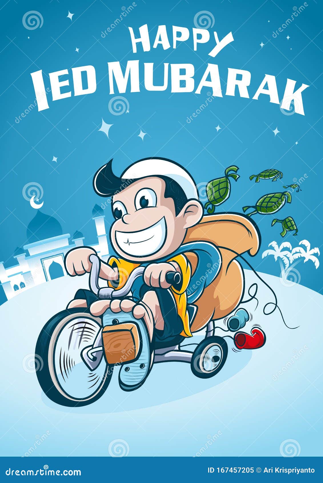 Happy Smile Boy Ied Mubarak Stock Vector - Illustration of backround ...