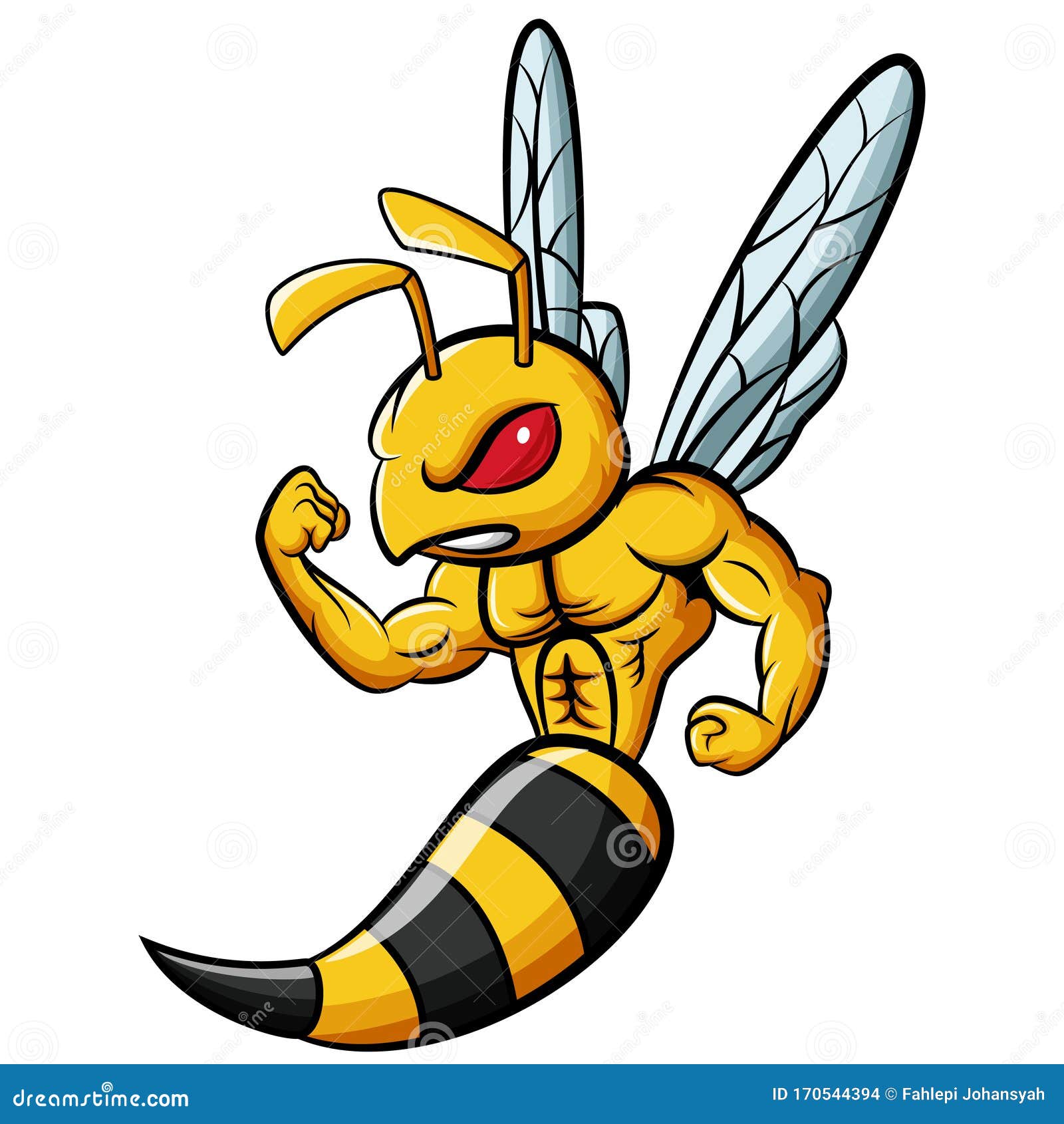 Cartoon Strong Bee Mascot Character Stock Vector - Illustration of ...