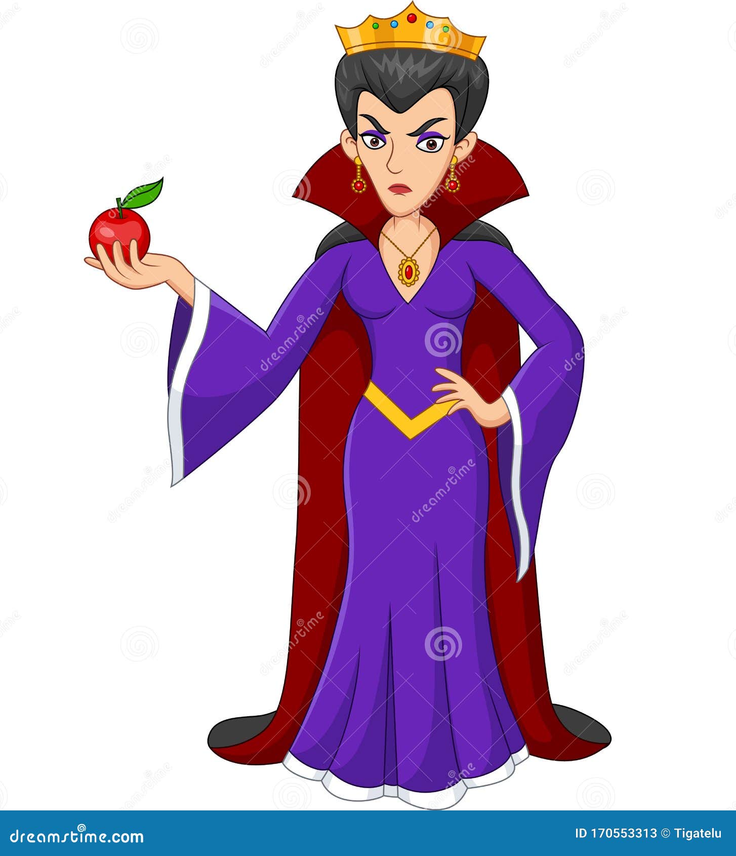 Cartoon Queen Holding an Apple Stock Vector - Illustration of clothing ...