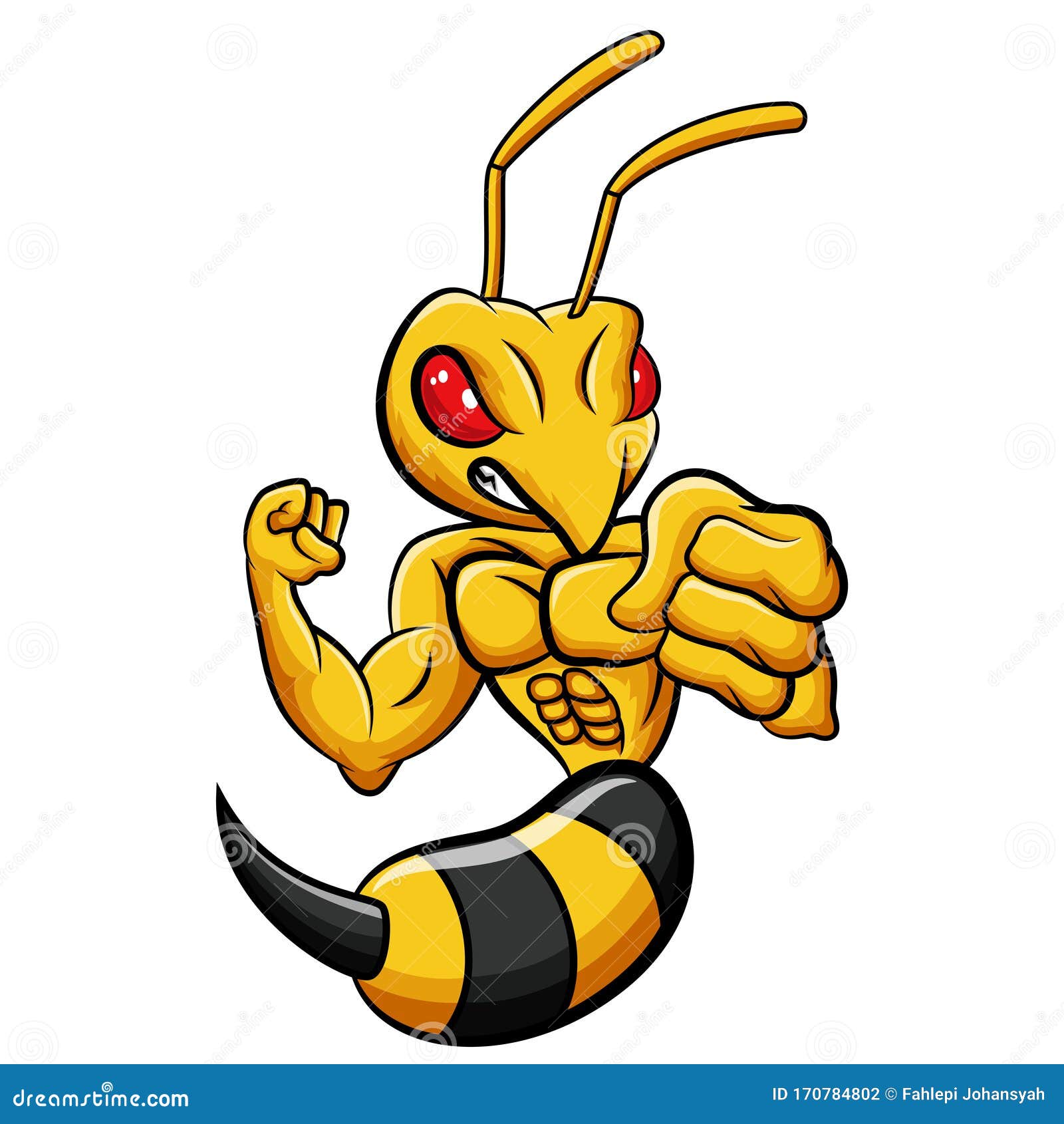 Cartoon Strong Bee Mascot Character Stock Vector - Illustration of ...