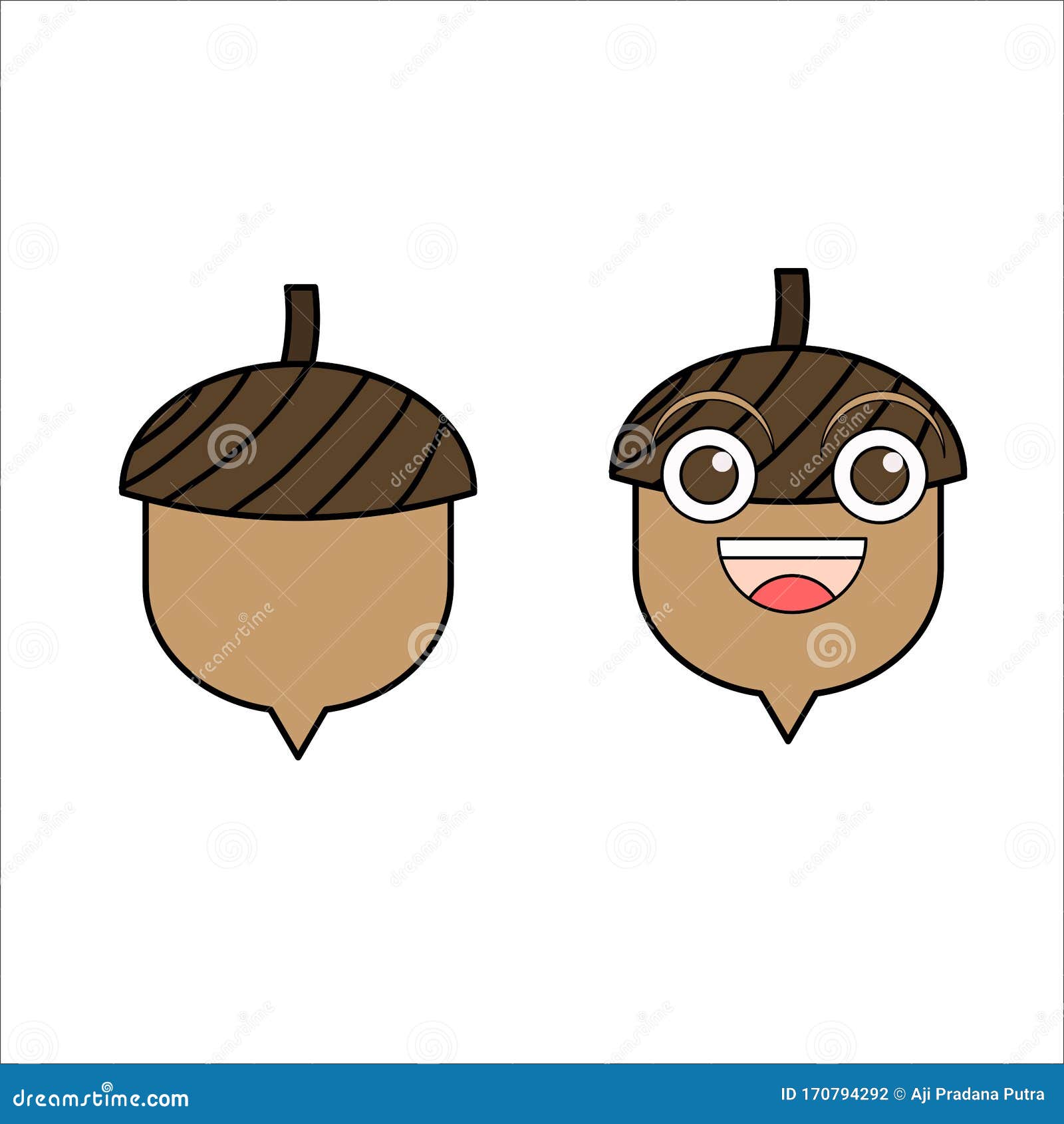 Vector Illustration of an Autumn Oak Acorn Stock Vector - Illustration ...