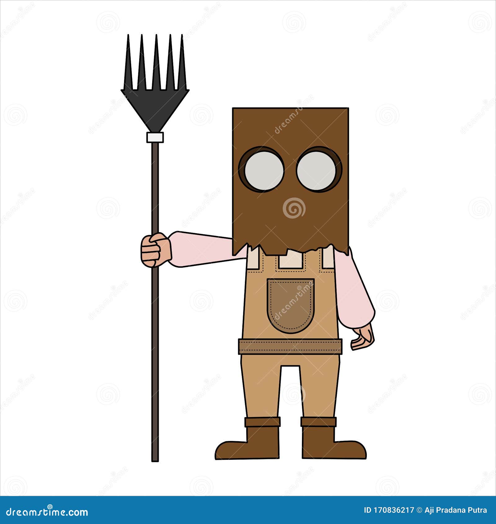 Vector Illustration of a Farmer Cartoon with a Cardboard Mask in Autumn ...