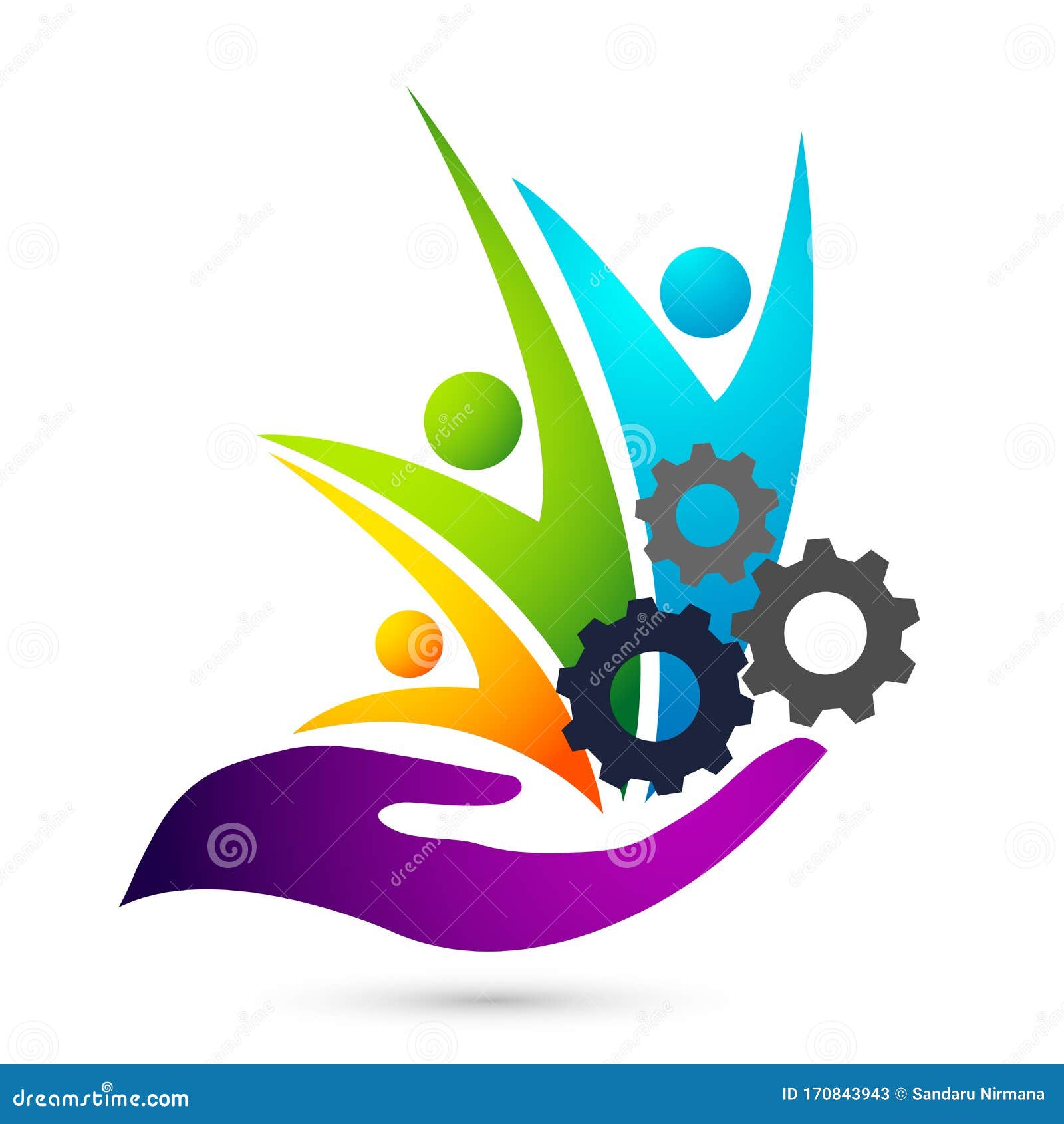 People With Gear Icon In Comic Style. Person Cogwheel Cartoon Vector ...