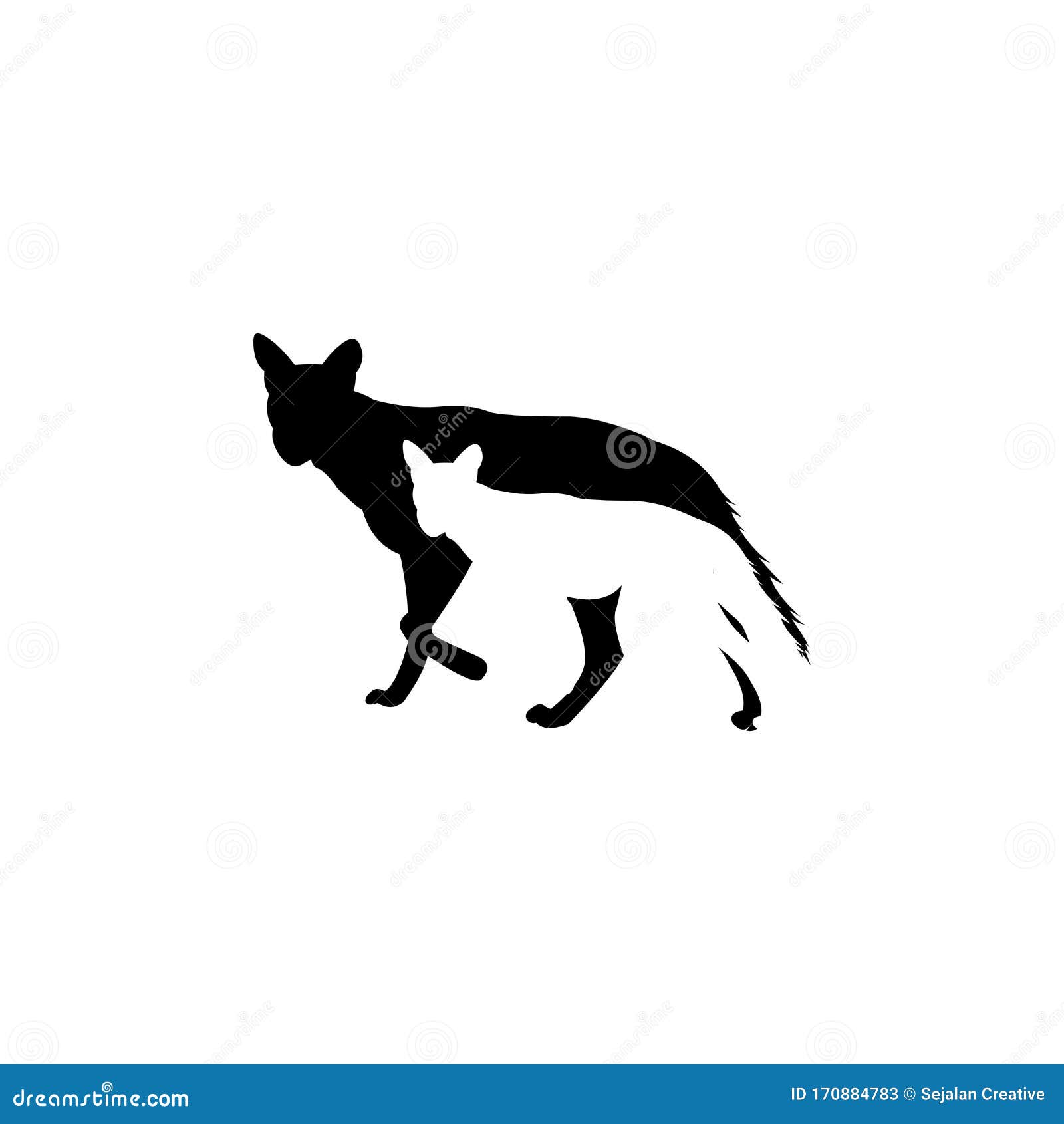 Two Wolf Silhouettes Vector Illustration Stock Vector - Illustration of ...