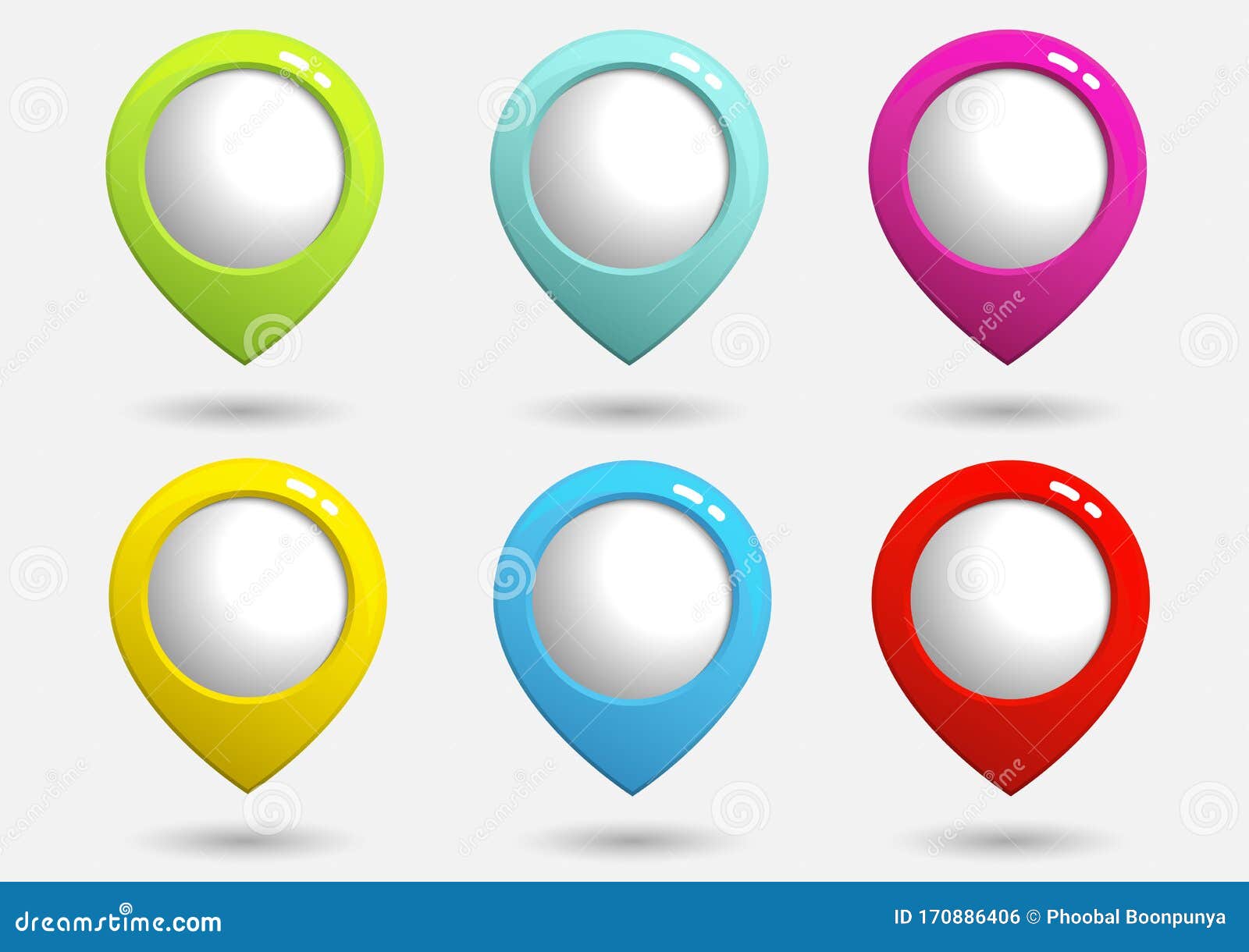 Set of Bright Map Pointers Colorful Vector Illustration. Stock Vector ...