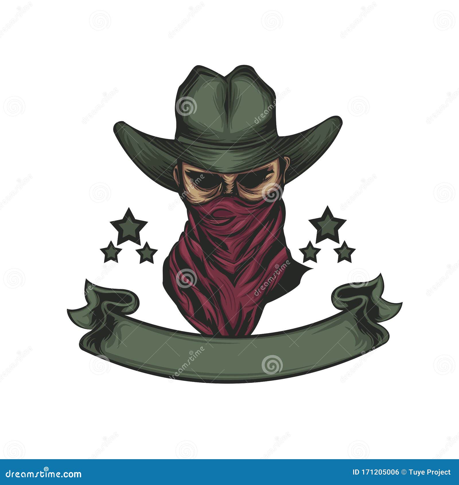 Illustration Cowboy Maskot and Banner Design Stock Vector ...