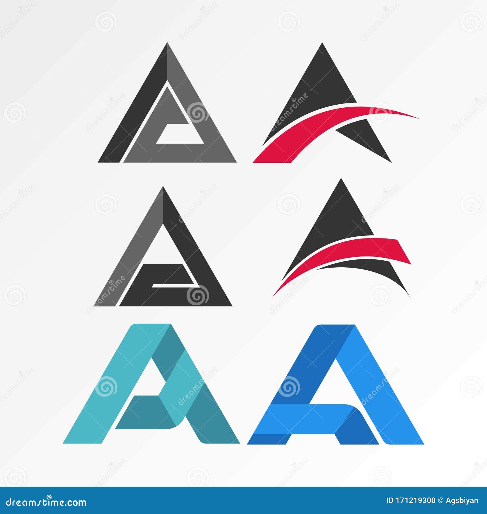 Some Designs from Letter a with Different Variations Stock Vector ...