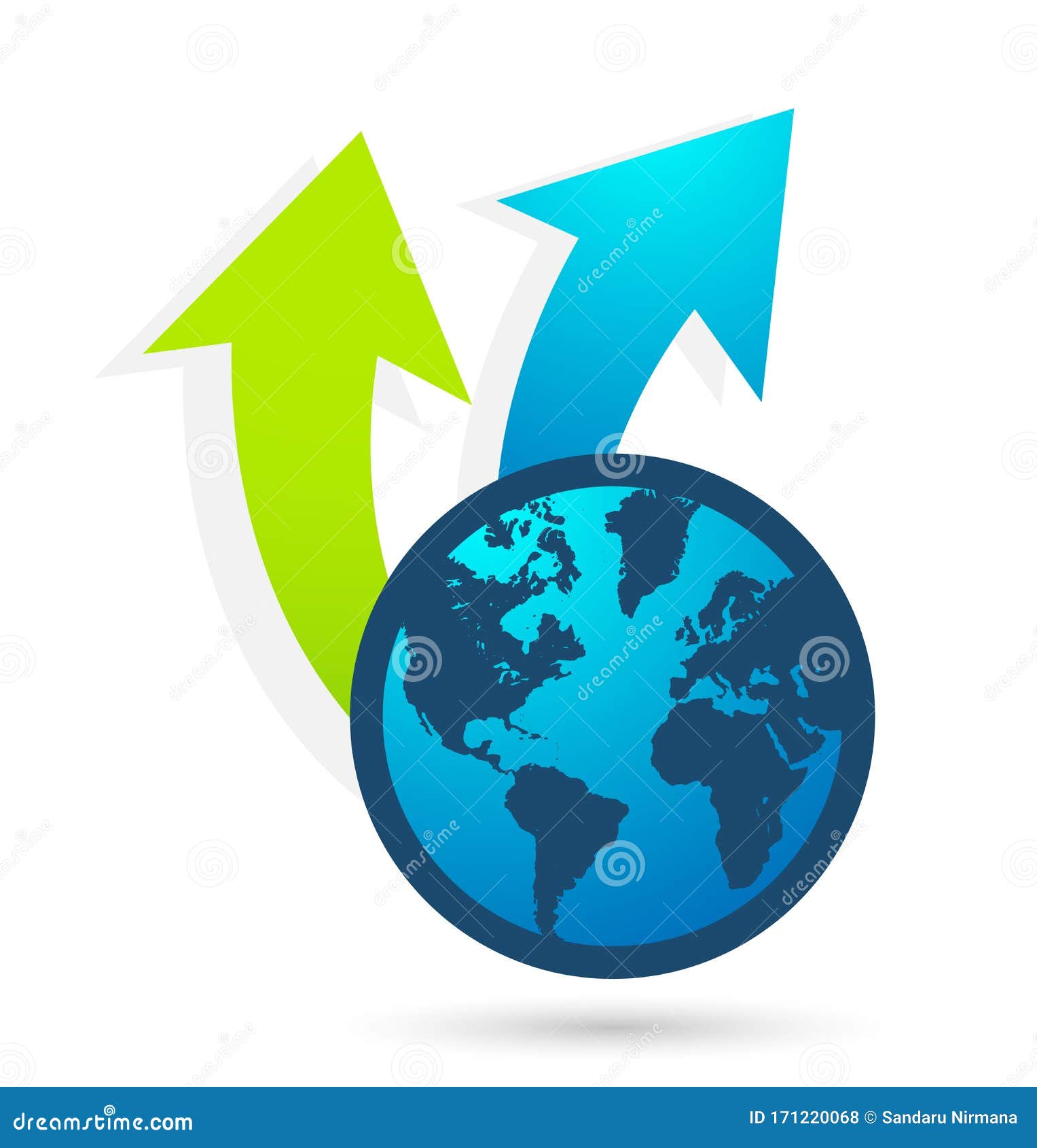 Globe World Business Growing Increasing Progress Successful Two Arrow ...