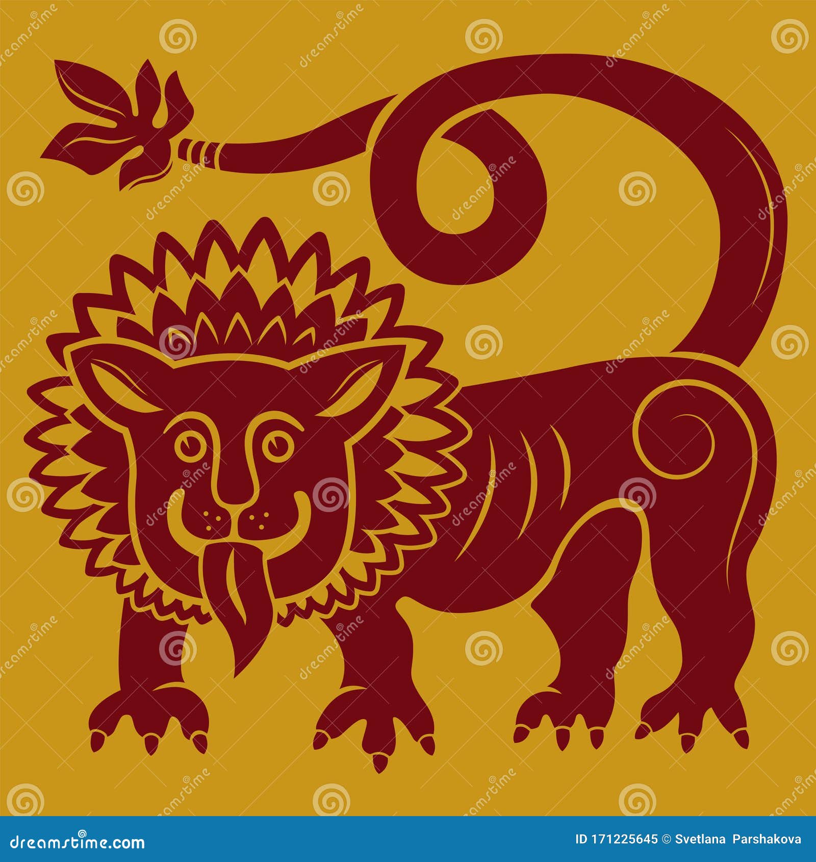 Mythical Leo Lion With Sacred Geometry Pattren Stock Image ...
